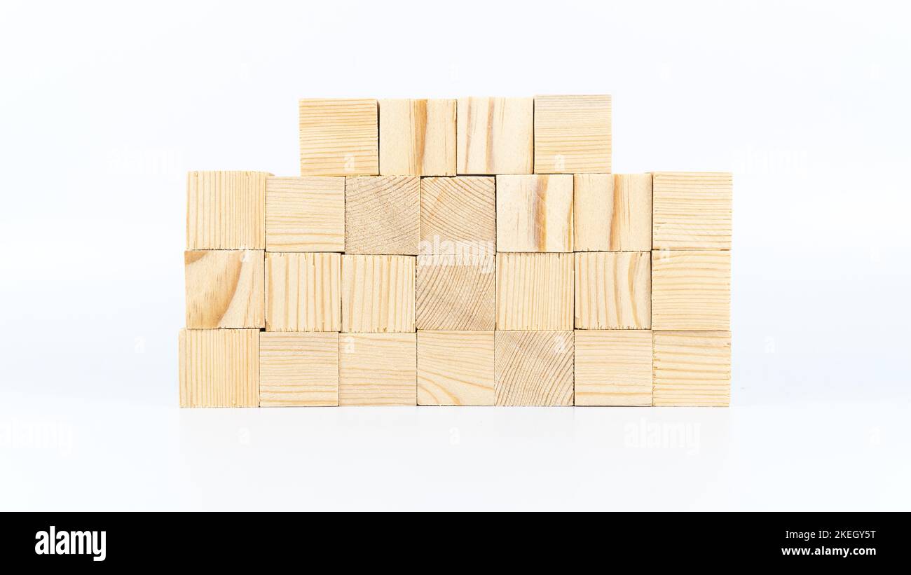Wooden cubes for copy space for text isolated on white background ...
