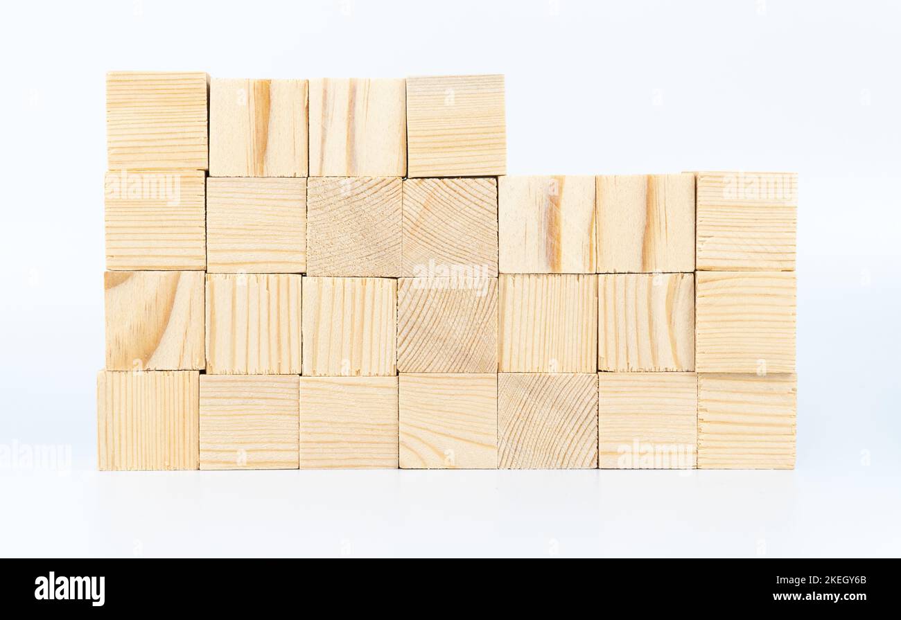 Wooden cubes for copy space for text isolated on white background ...