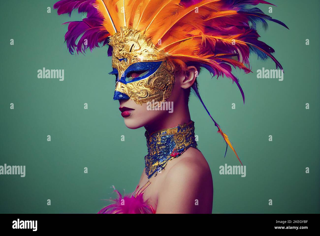 Illustration of an elaborate and colorful costume masquerade mask on an ...