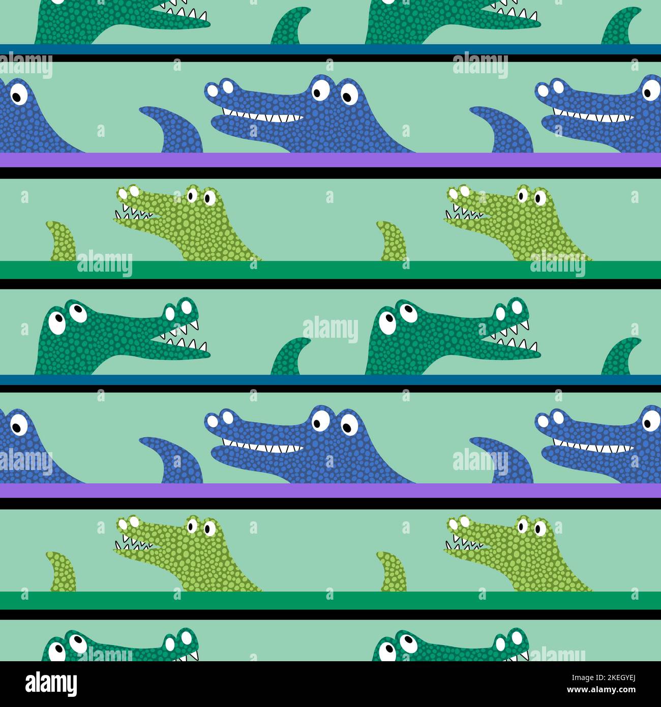 Cartoon animals seamless crocodile dragon dinosaur monsters pattern for ...