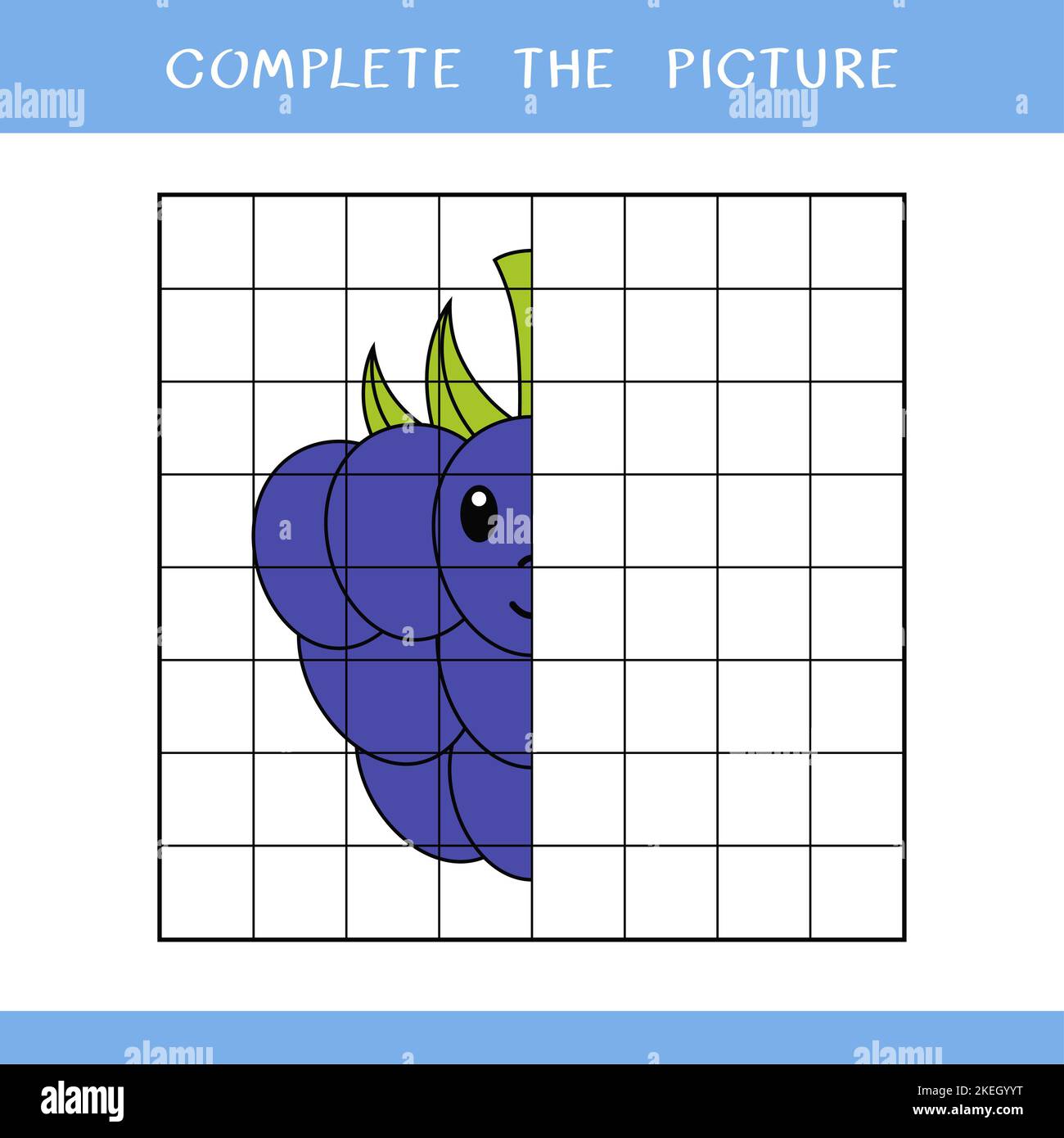 Complete the picture. Simple educational game for kids. Cute blackberry ...