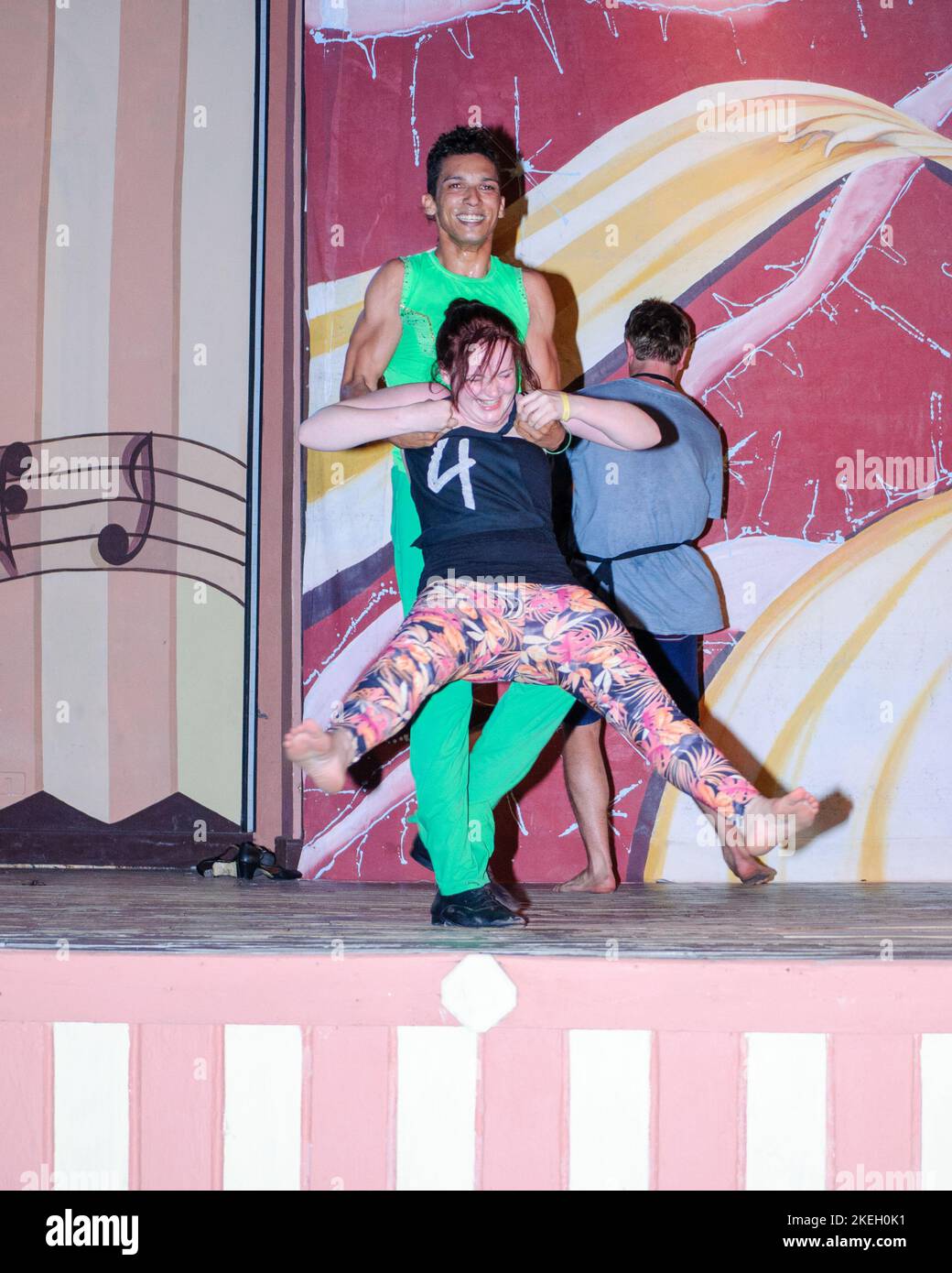 Tourist in a Cuba resort entertainment night show, Cayo Santa Maria ...