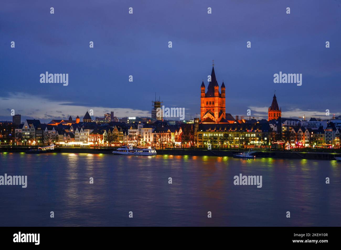 Gorgeous Embankment in Cologne and unrecognizable people and Tower ...