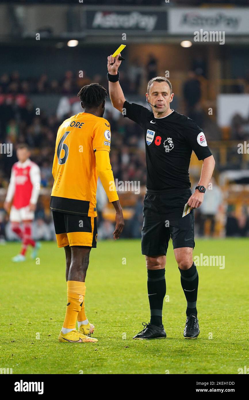 Molineux, Wolverhampton, England on 12 November 2022. Referee Stuart ...