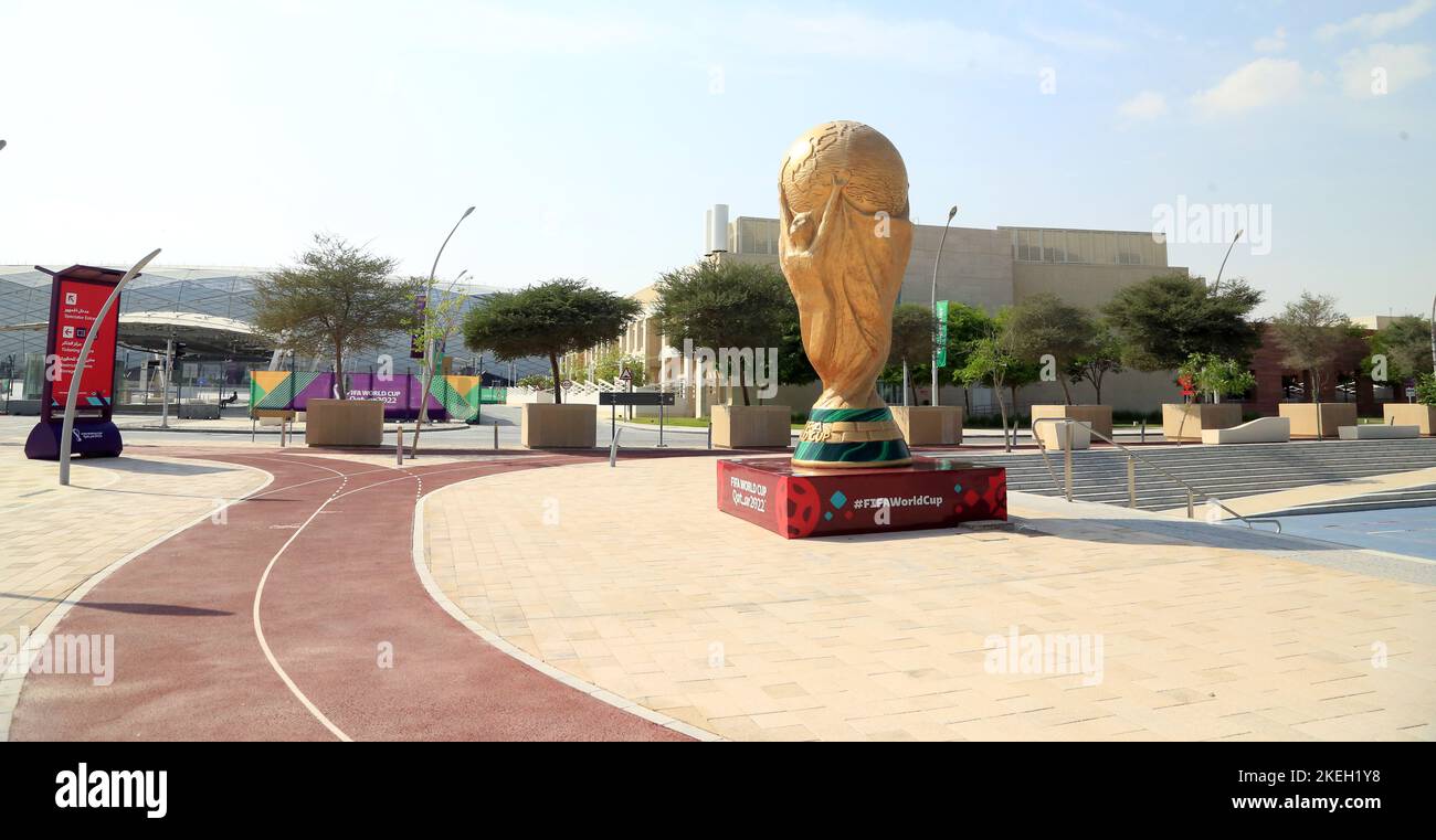 Doha, Qatar. November 12, 2022, Doha, Qatar: A Replica of the FIFA Cup ...