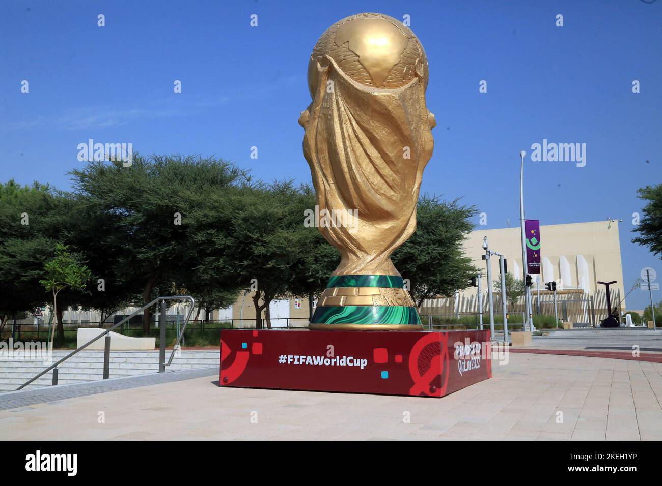 Doha, Qatar. November 12, 2022, Doha, Qatar: A Replica of the FIFA Cup ...