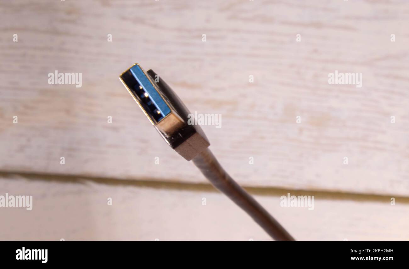 Universal Serial Bus USB standard for computer connectivity on white ...