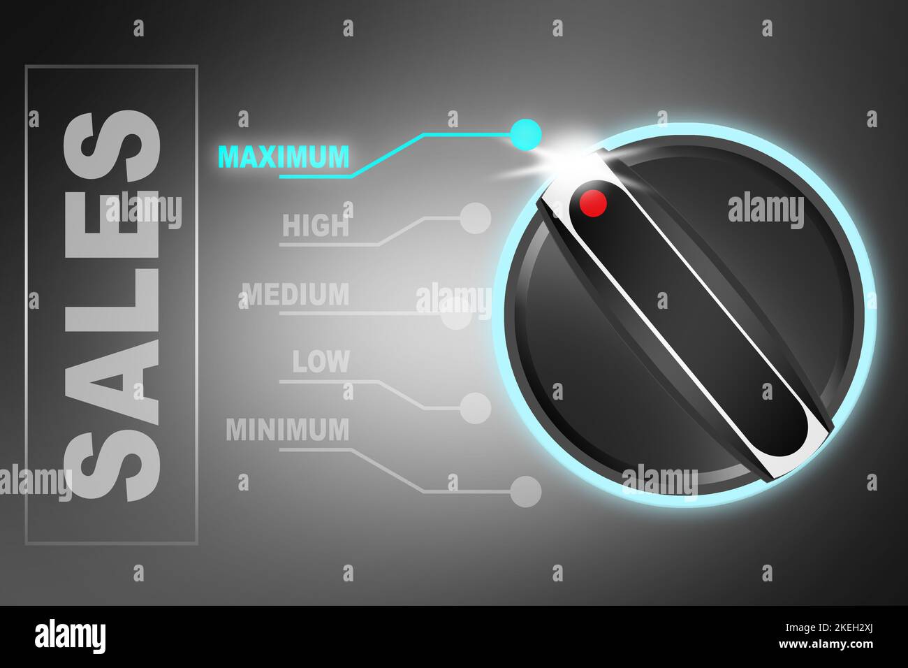 Maximum level of sales concept with knob, 3d rendering Stock Photo - Alamy