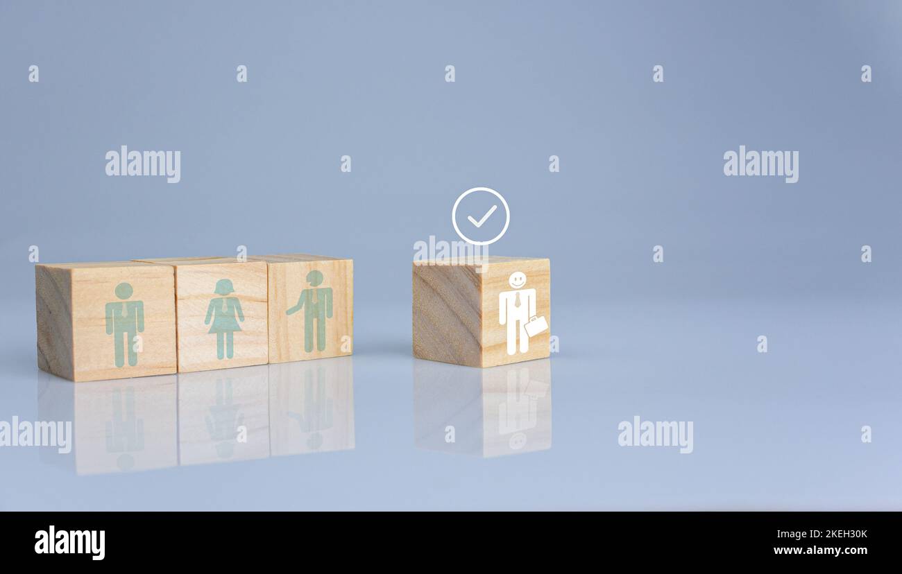 Concept of Business and HR for leadership and team leader. One cube ...