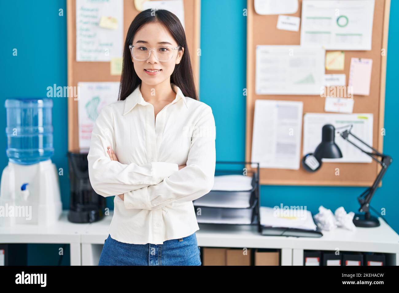 Young chinese woman business worker smiling confident standing with ...