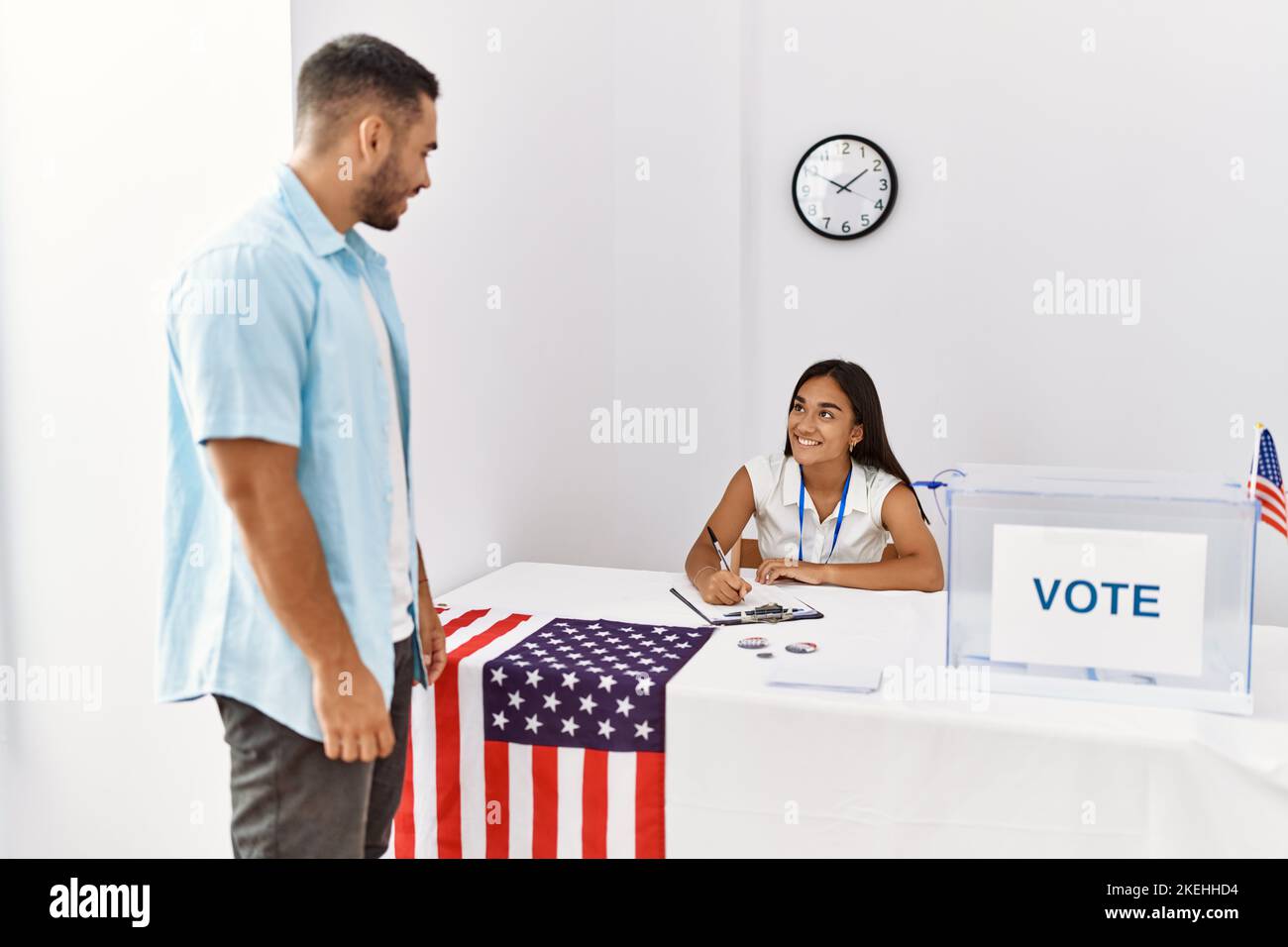 Young american voter man smiling happy standing at electoral college ...
