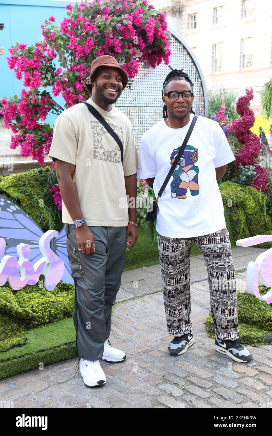 Yinka Ilori and Foday Dumbuya attend the opening Party for 'This Bright ...