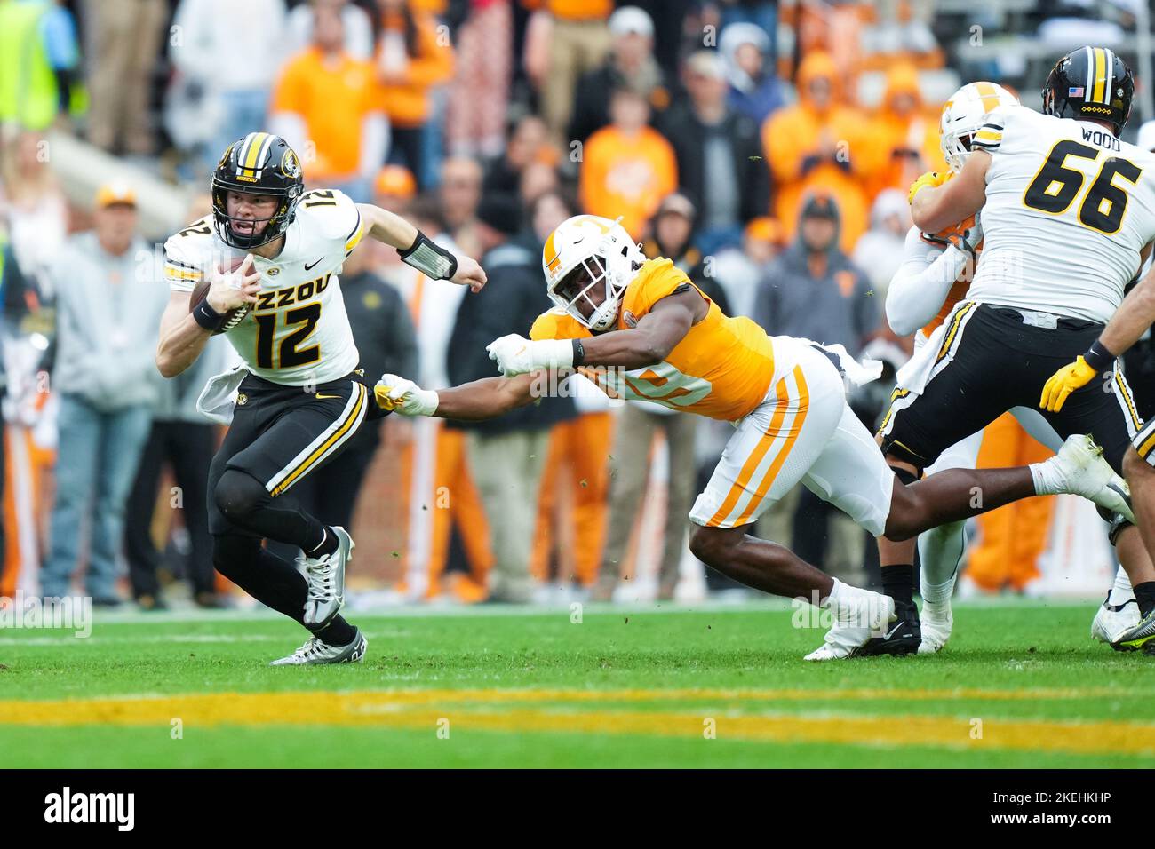 November 12, 2022: Brady Cook #12 of the Missouri Tigers runs the ball ...