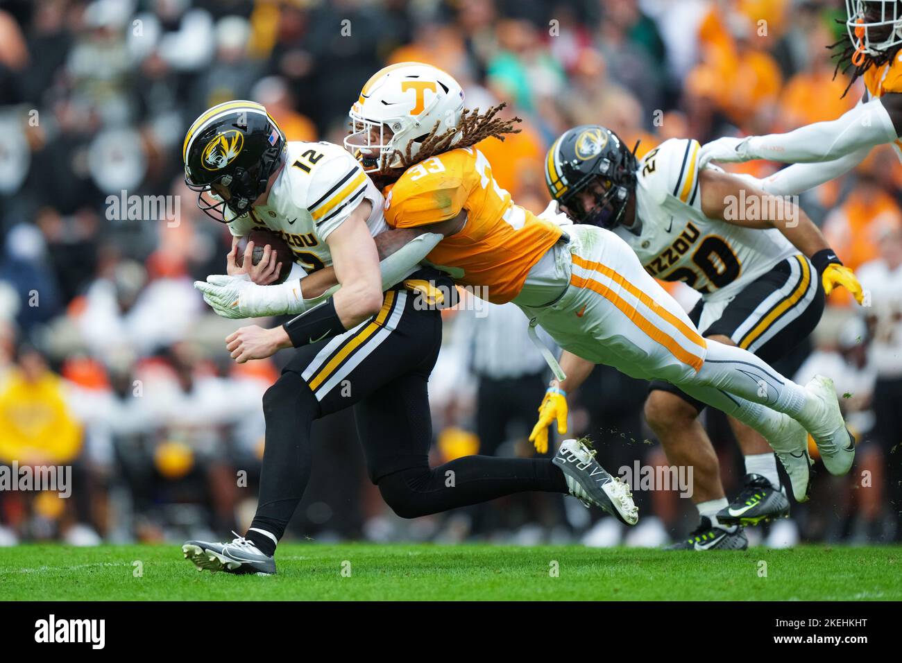 November 12, 2022: Brady Cook #12 of the Missouri Tigers runs the ball ...