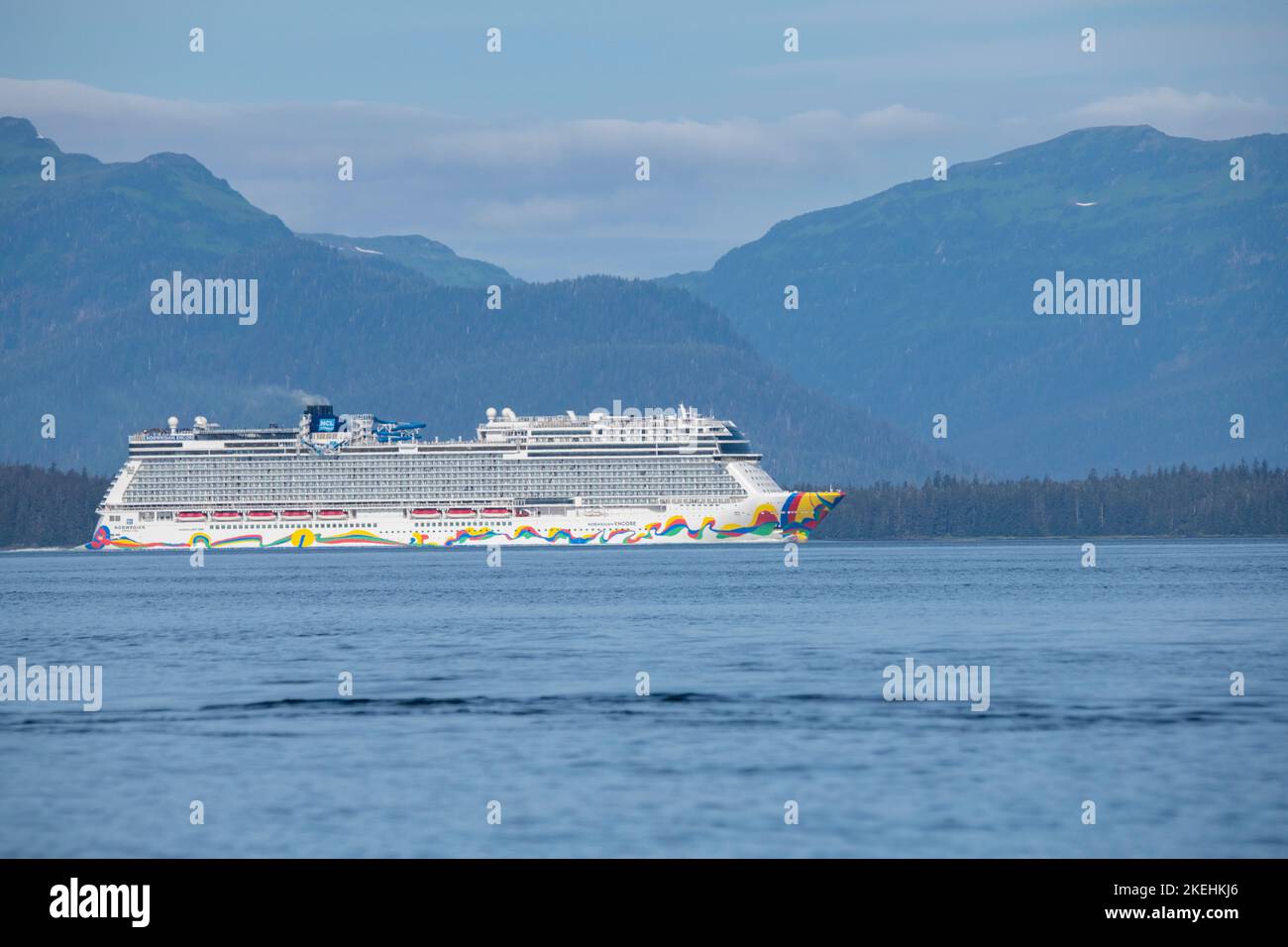 USA, SE Alaska, Inside Passage, Brother's Island area. Norwegian Cruise ...