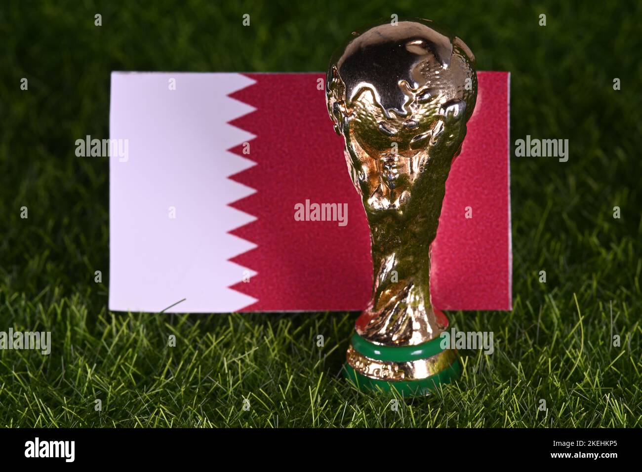 November 13, 2022, Doha, Qatar. The FIFA World Cup trophy on the ...