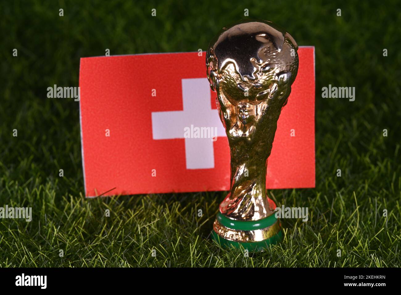 November 13, 2022, Doha, Qatar. The FIFA World Cup trophy on the ...