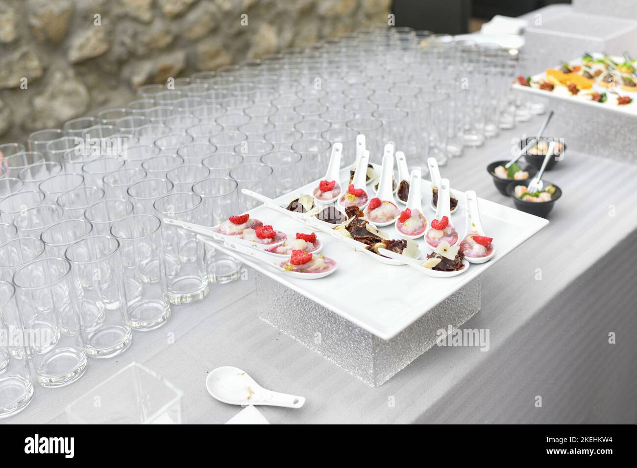 Small snacks appetizers at the wedding Stock Photo - Alamy