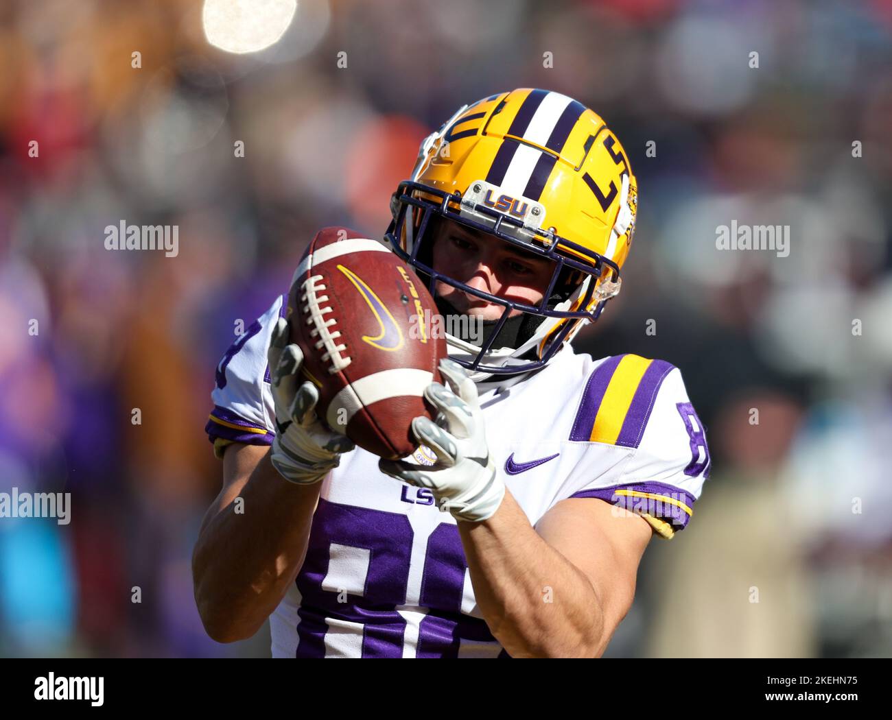 November 12, 2022: Evan Francioni #88 LSU receiver watches a ball into ...