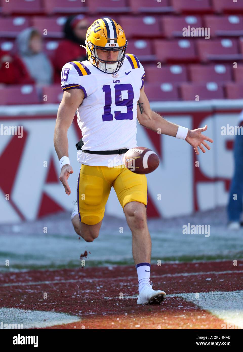 Him. 12th Nov, 2022. Jay Bramblett #19 LSU punter drops the ball in ...