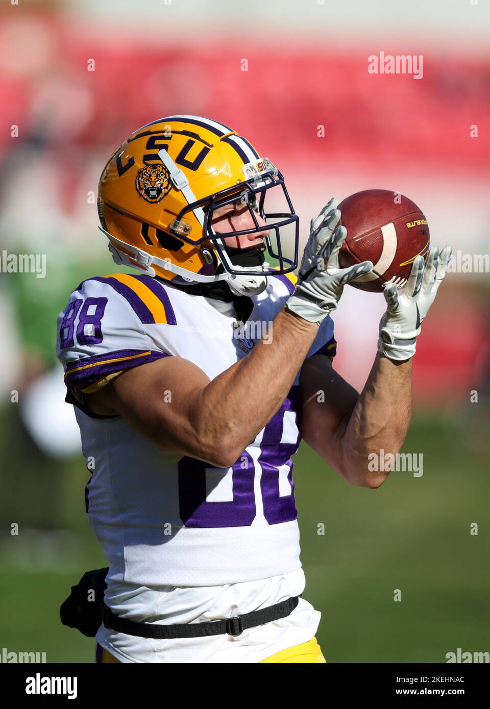 November 12, 2022: Evan Francioni #88 LSU receiver watches a ball into ...