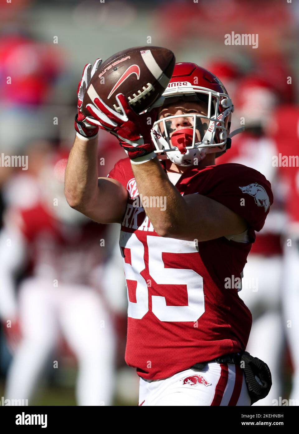Him. 12th Nov, 2022. Arkansas receiver Harper Cole #85 looks in a ball ...