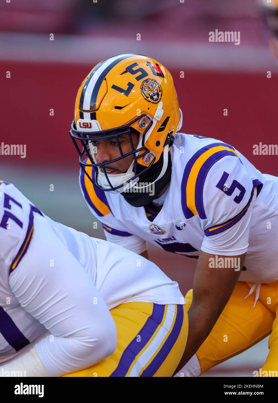 November 12, 2022: Jayden Daniels #5 LSU QB settles under his center ...