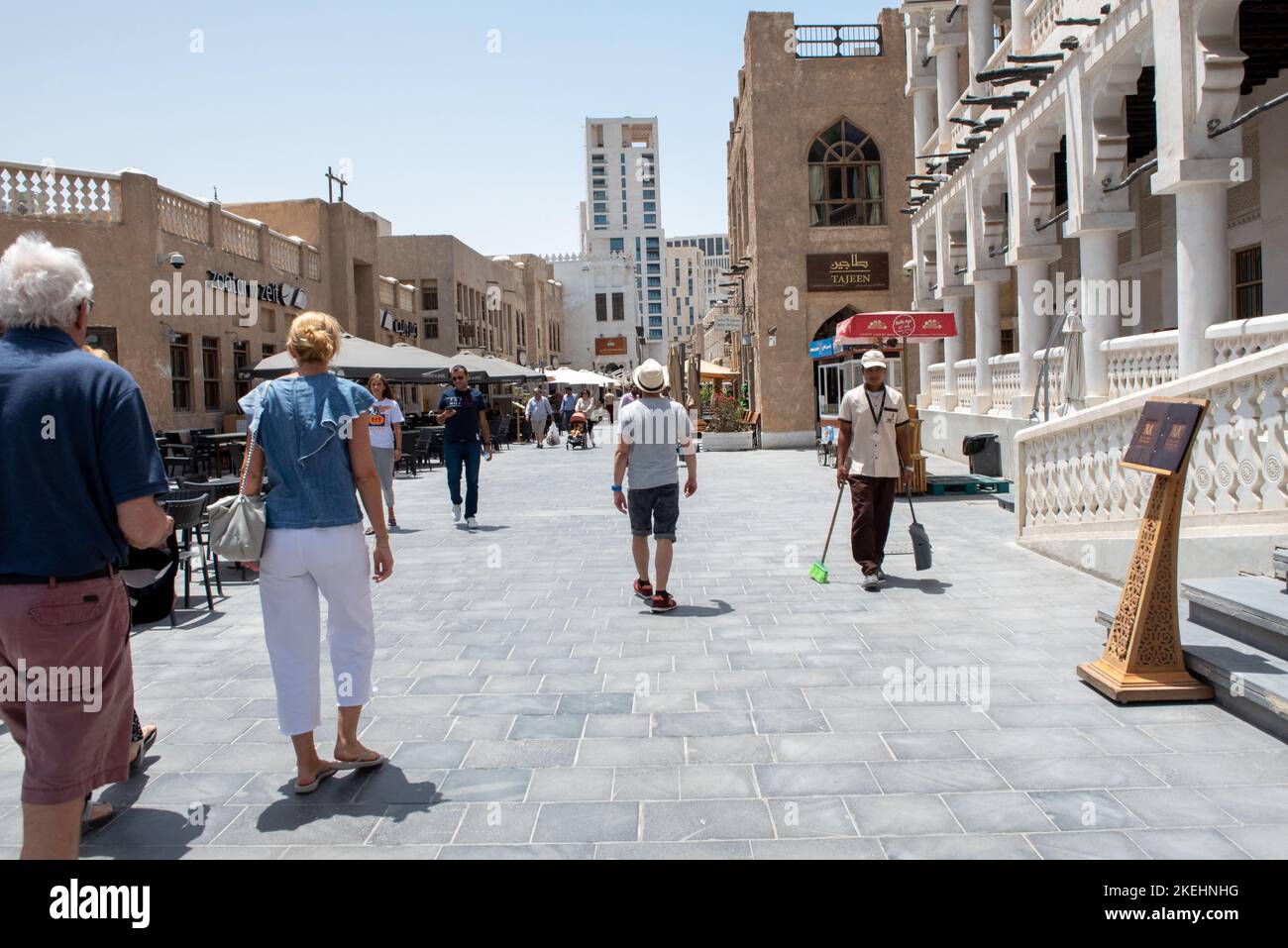 Doha, Qatar - May 4, 2018: Souq Waqif is a souk in Doha, in the state ...