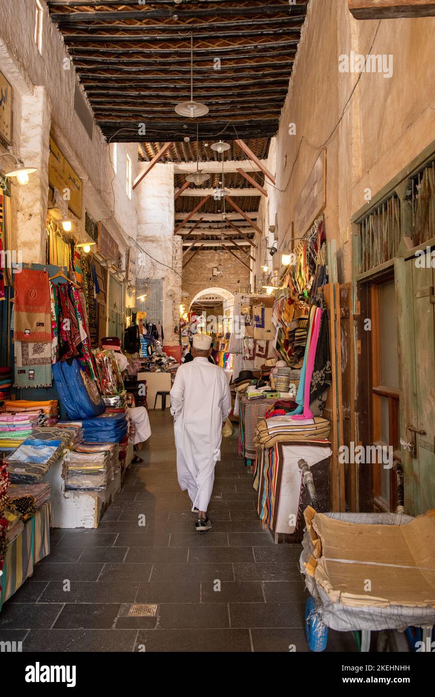 Doha, Qatar - May 4, 2018: Souq Waqif is a souk in Doha, in the state ...