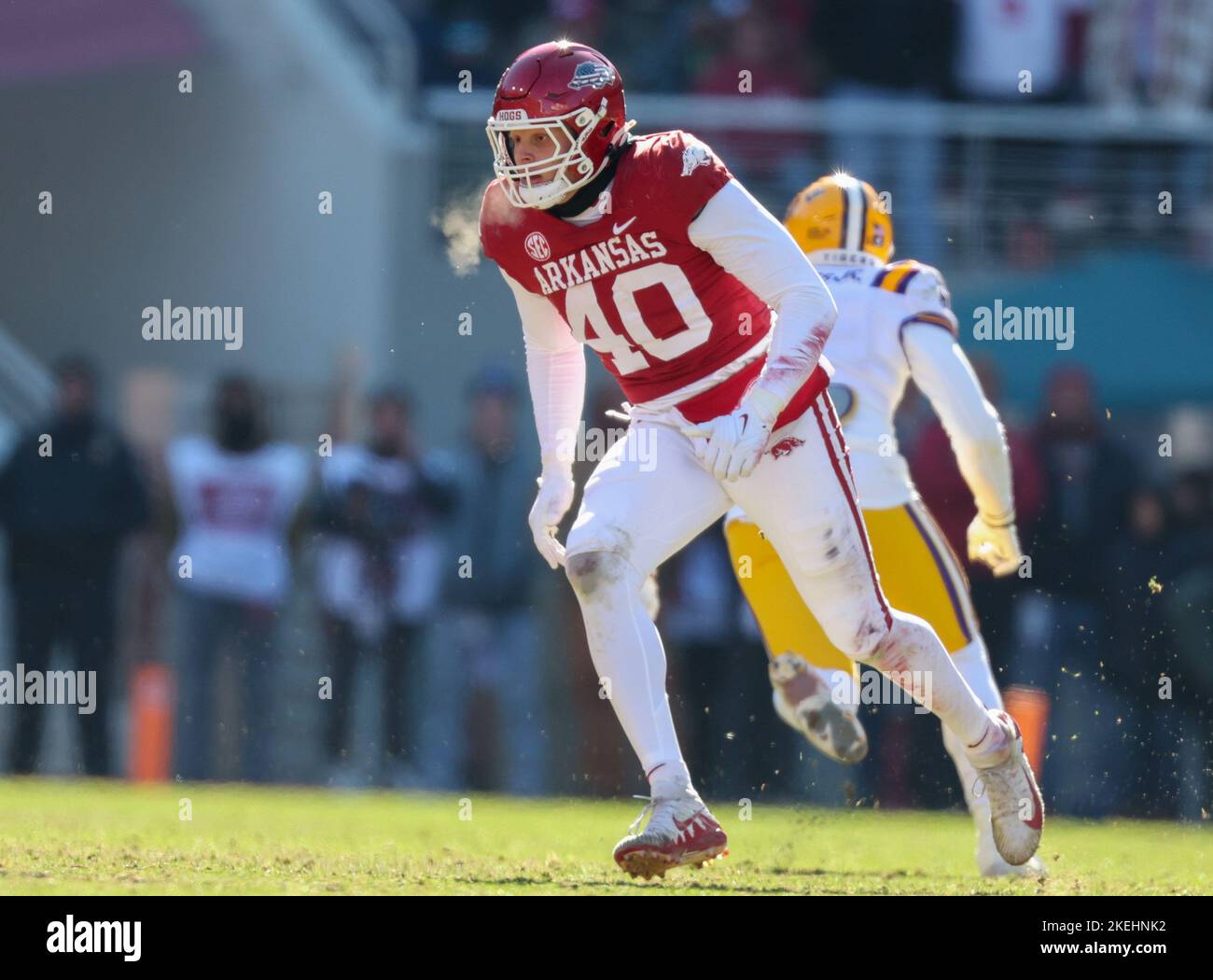 The Rush. 12th Nov, 2022. Landon Jackson #40 Razorback defensive end ...