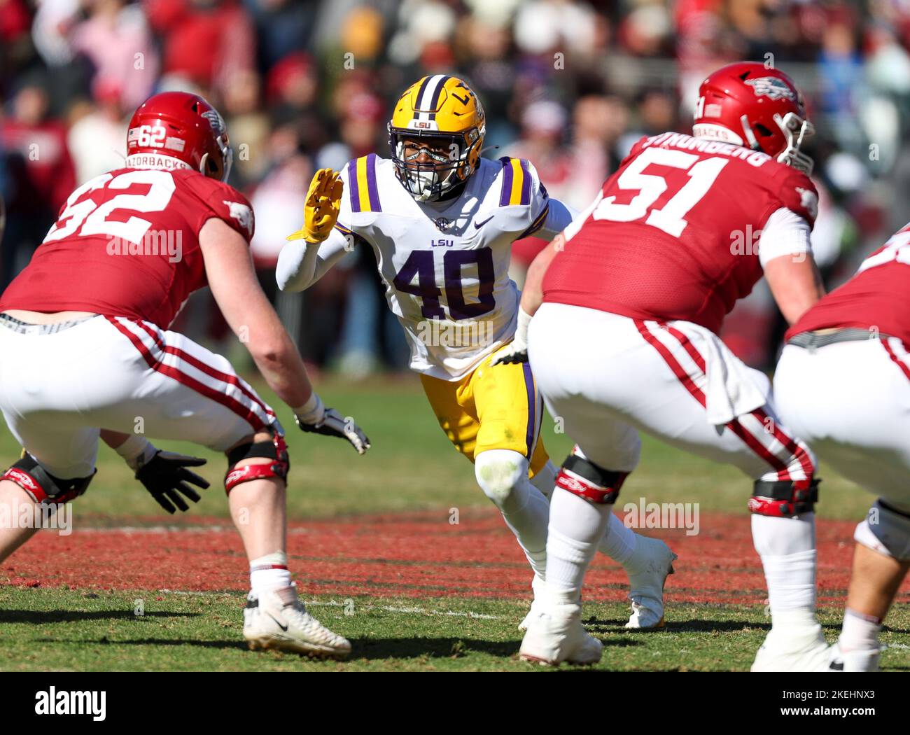 November 12, 2022: Harold Perkins Jr. #40 LSU linebacker comes up the ...