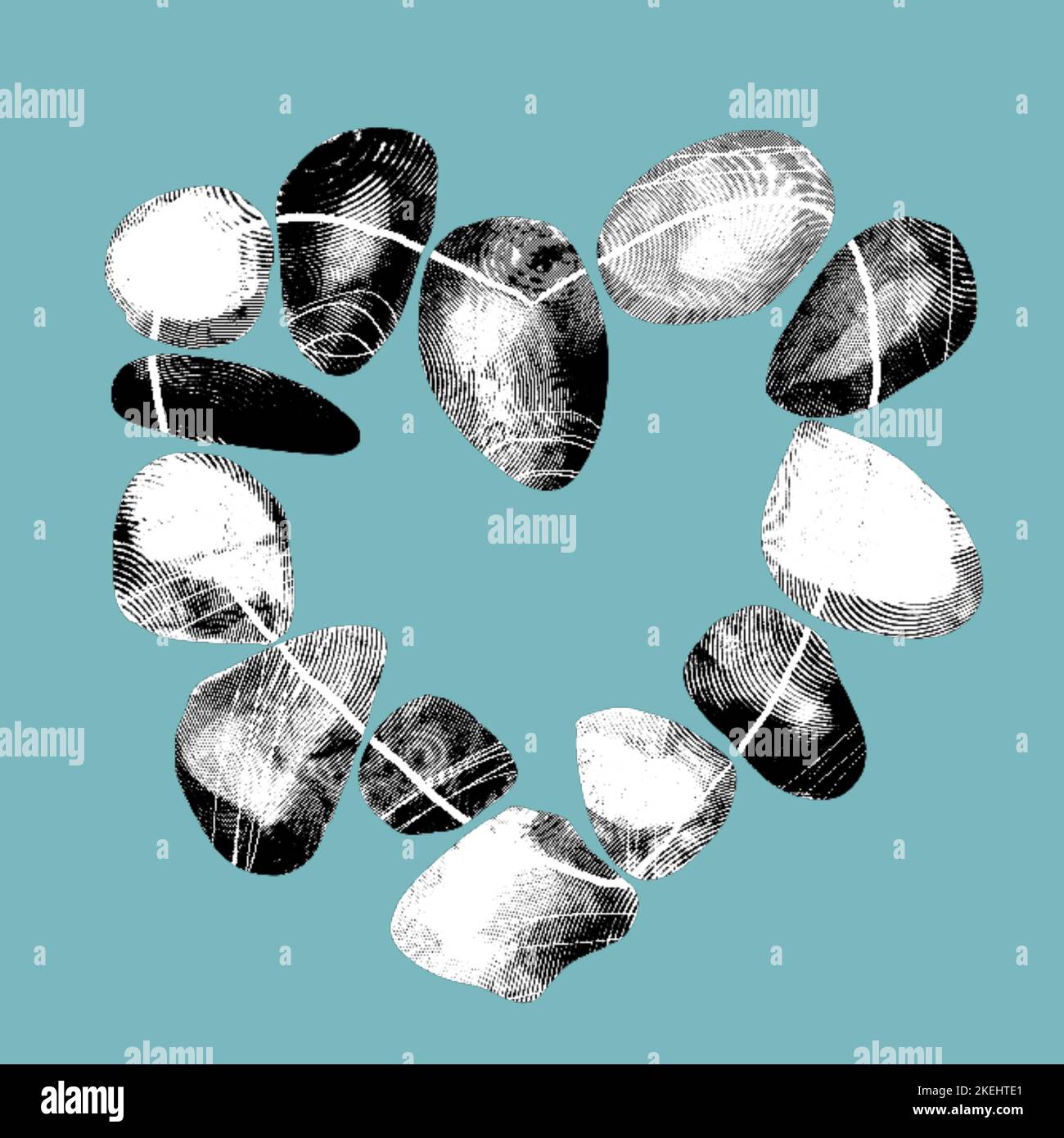 graphic engraving of stones. realistic illustration of sea stone Stock ...