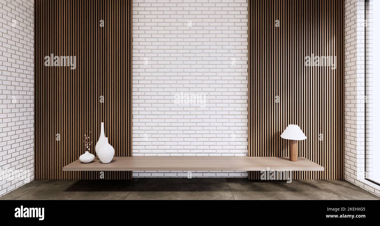 cabinet shelf in loft interior room minimal designs, 3d rendering Stock ...