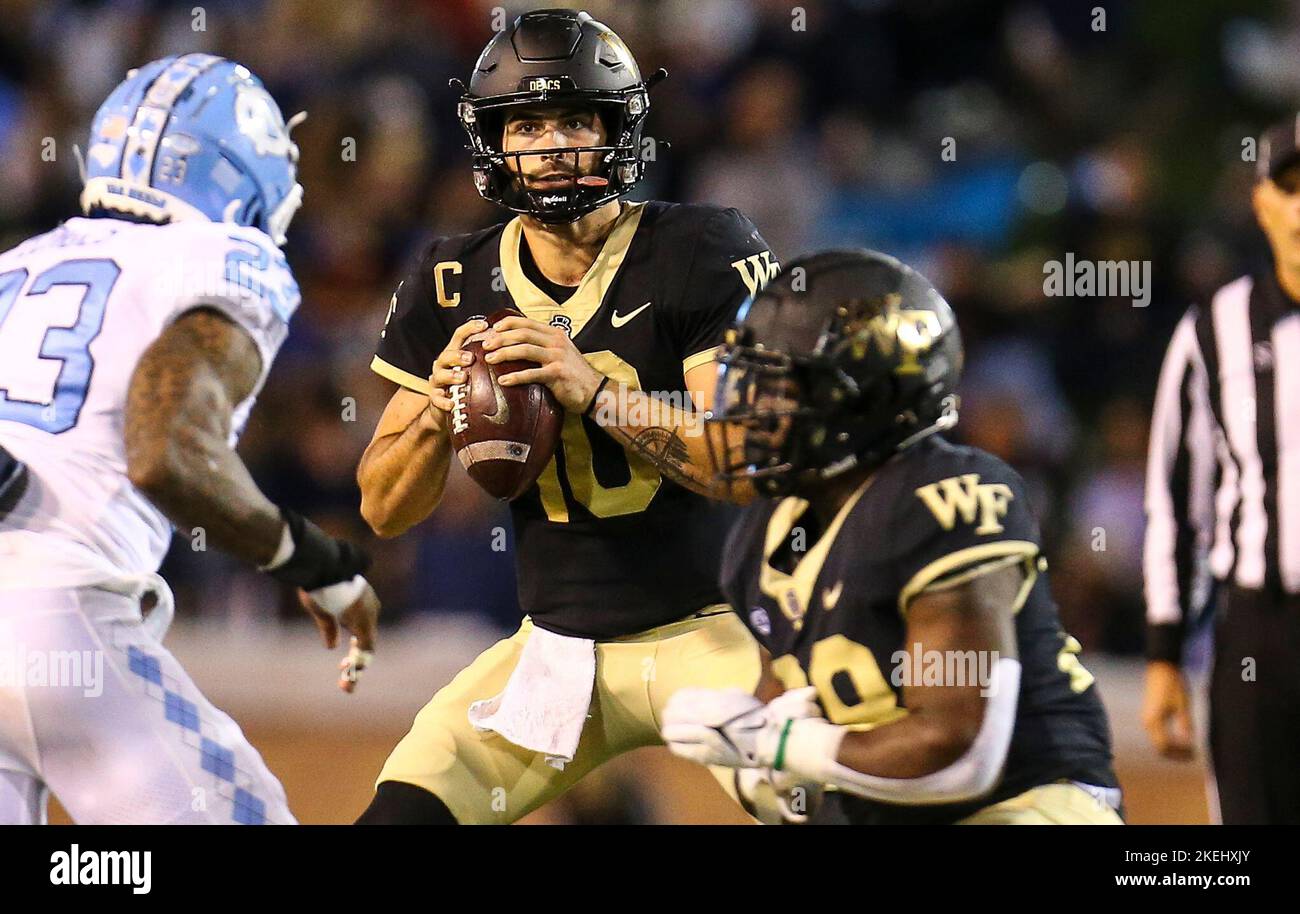 November 12, 2022: Wake Forest junior Sam Hartman (10) looks for open ...