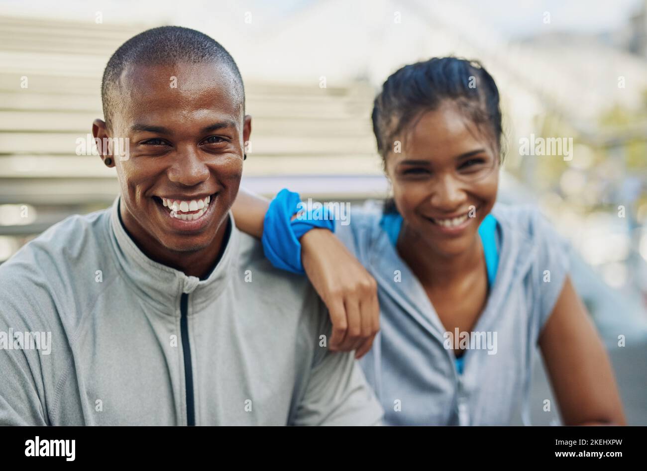 Fitness is their way of life. Portrait of a young sporty couple out for ...