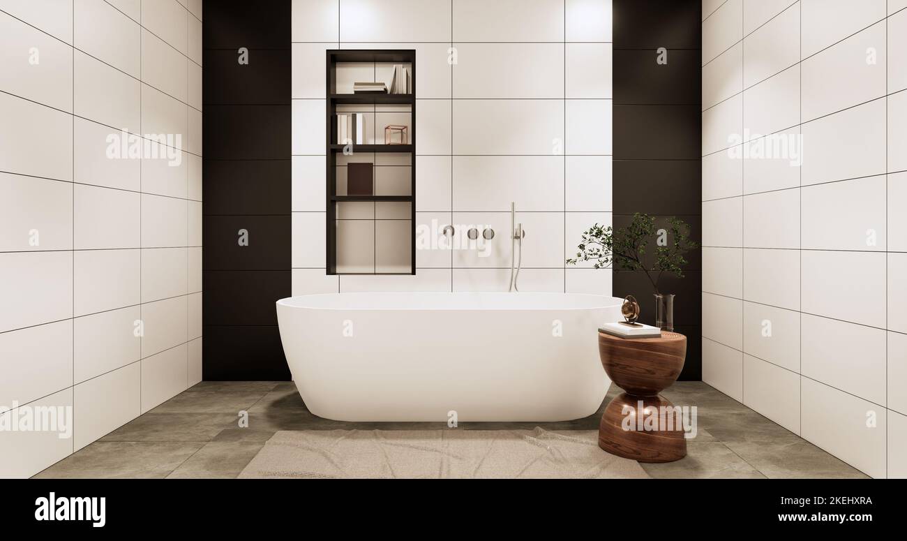 Granite Tiles white and black wall design Toilet, room modern style. 3D ...