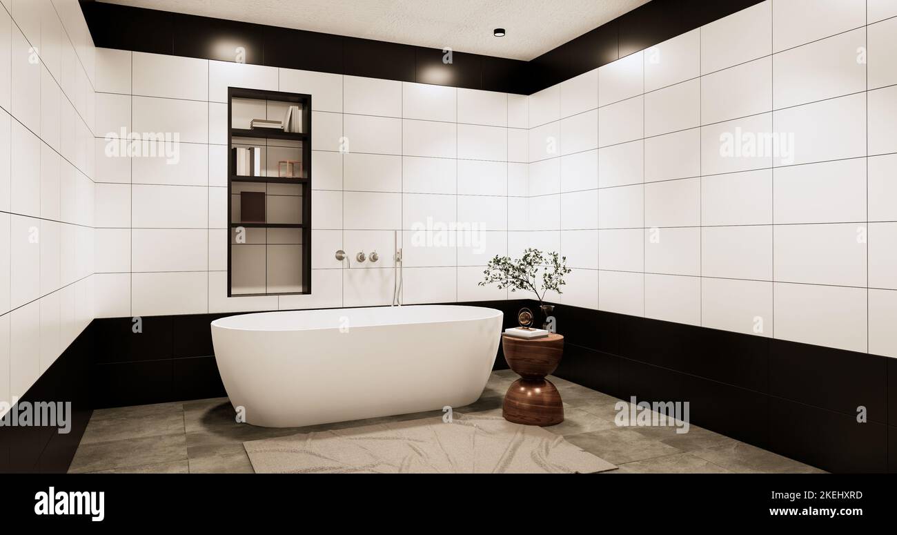 Granite Tiles white and black wall design Toilet, room modern style. 3D ...