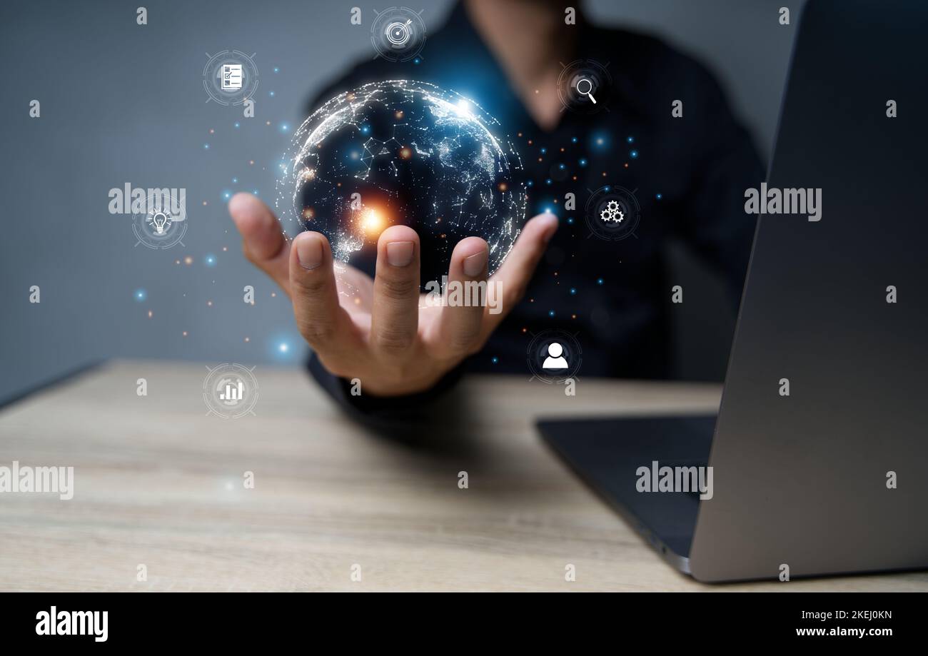 man virtual mobile global internet connection metaverse. global ... man virtual mobile global internet connection metaverse. global ...