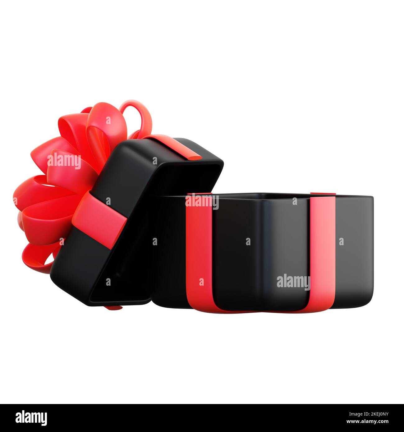 Realistic black gift box with red ribbon bow. Concept of abstract ...