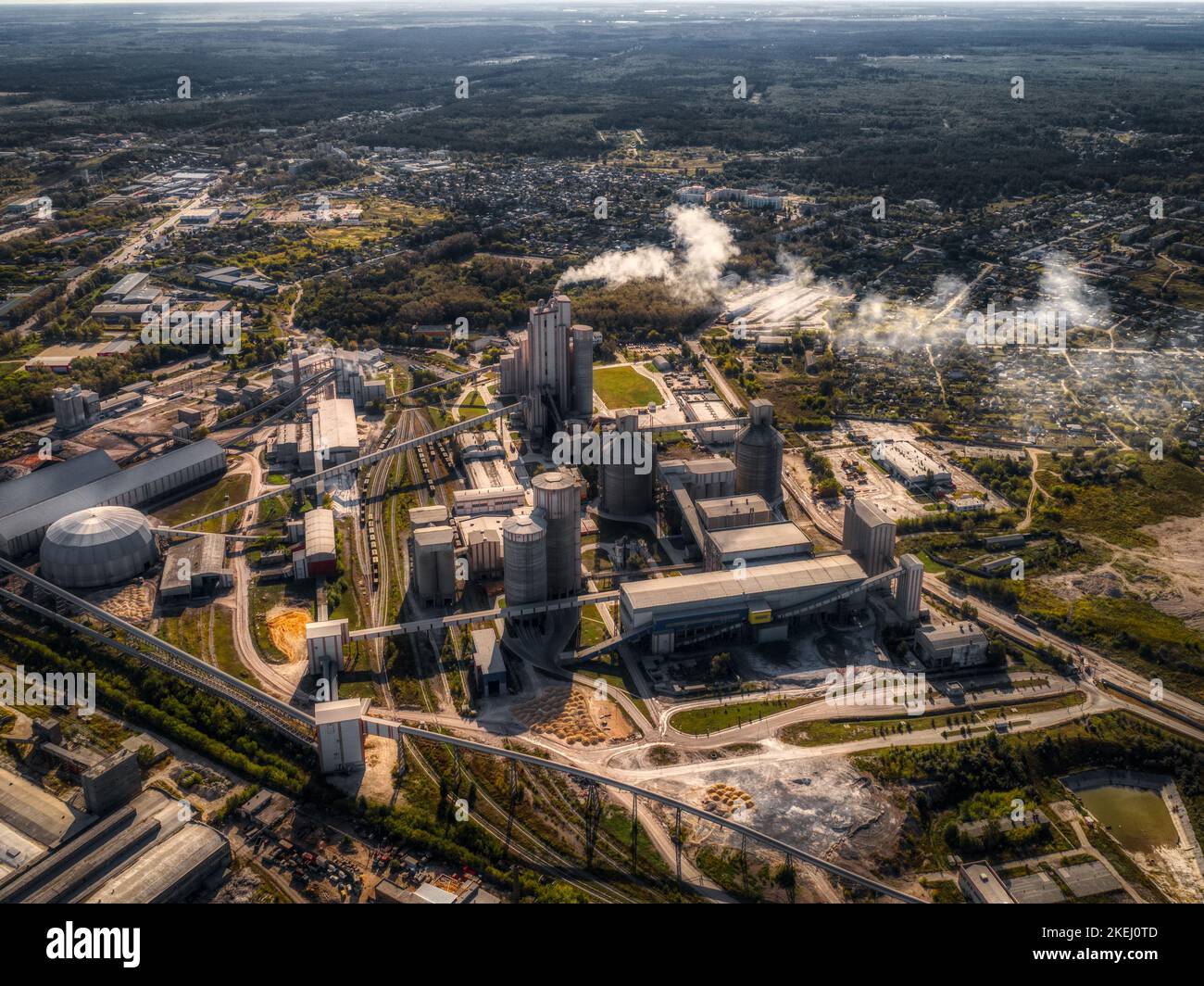 Modern powerful concrete plant at production process aerial Stock Photo ...