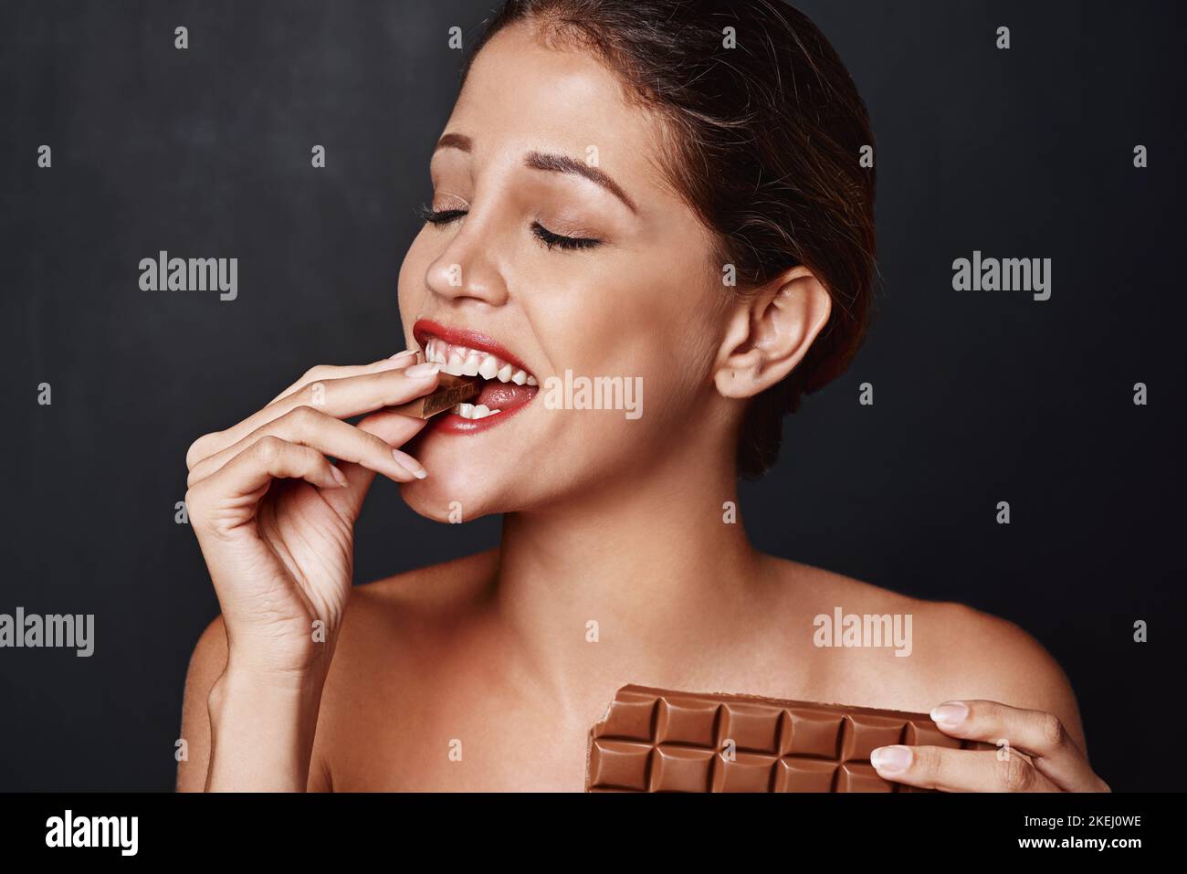 Never underestimate the power of chocolate. Studio shot of an ...