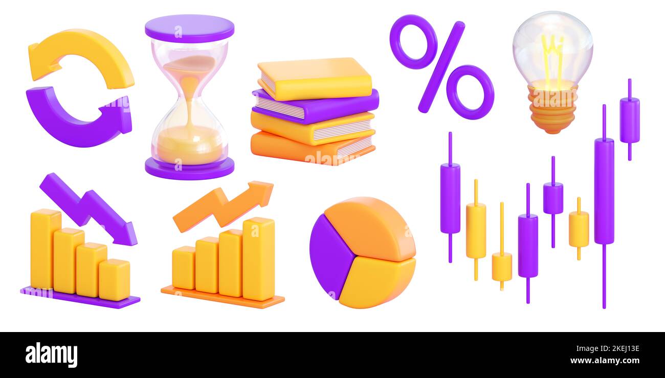 3d finance and business icons set. Money, stock exchange, business ...