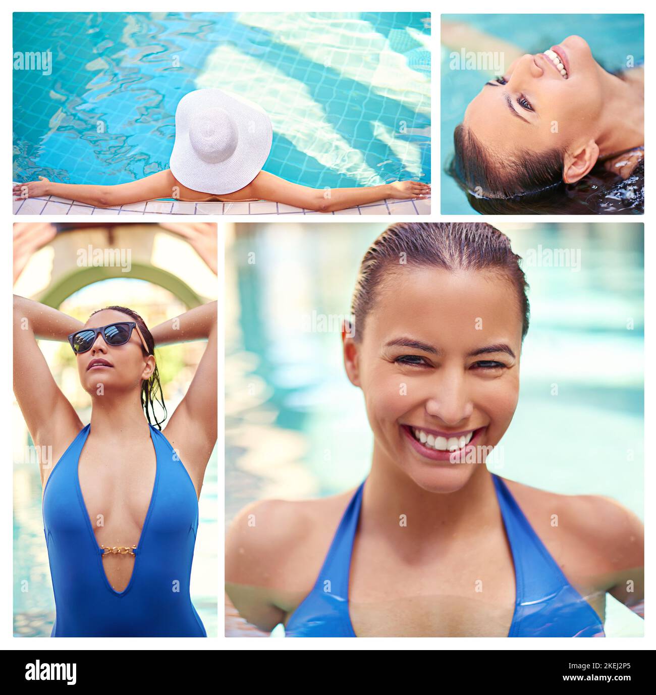 Woman relaxing swimming pool Cut Out Stock Images & Pictures - Alamy