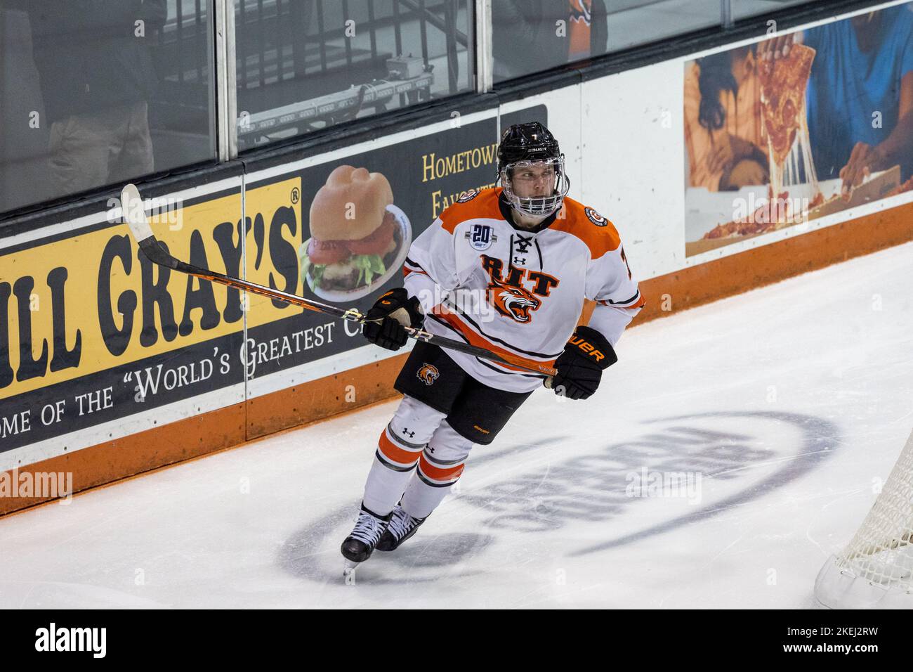 November 12, 2022: RIT Tigers forward Tanner Andrew (7) skates in the ...