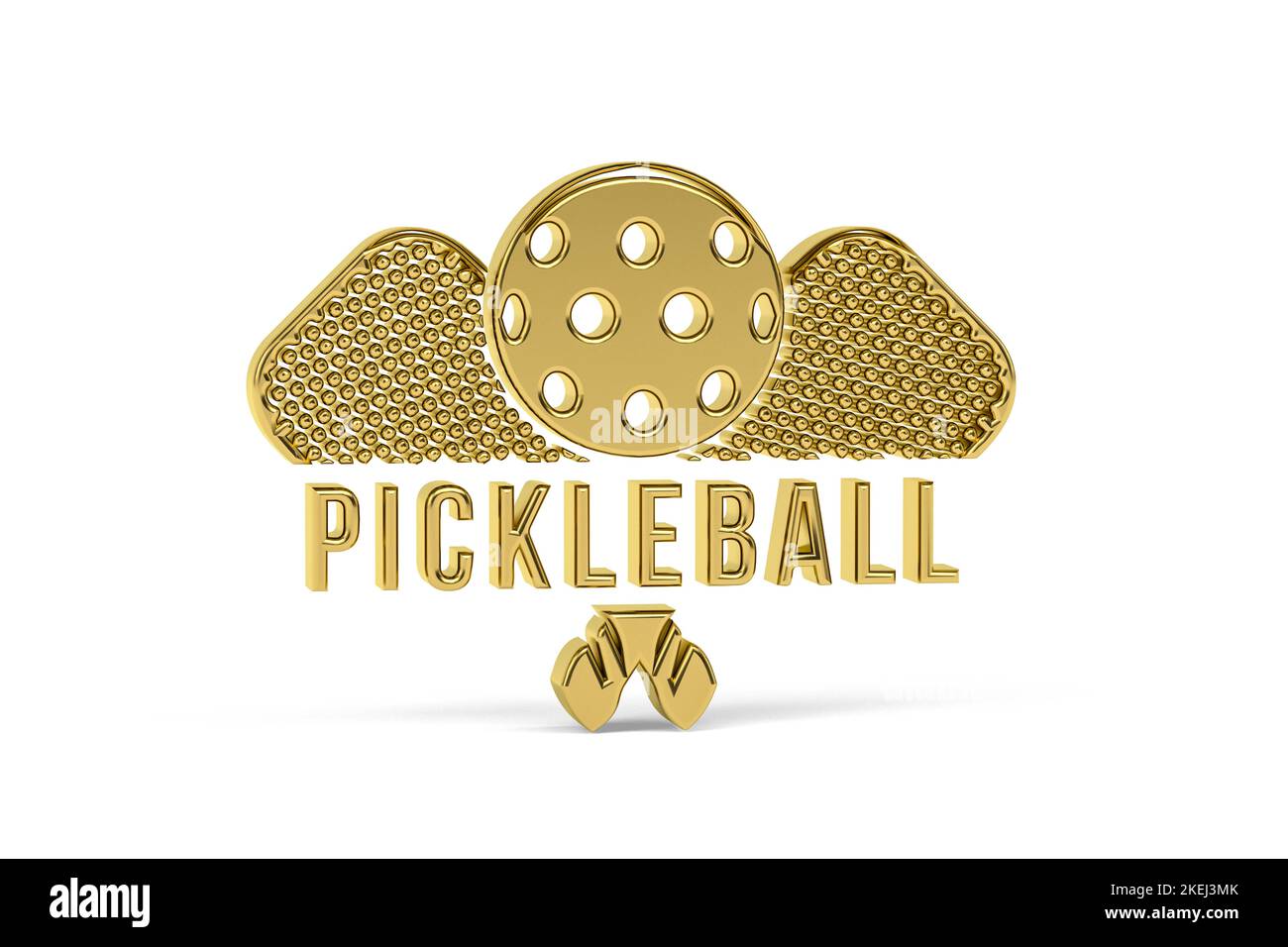 Golden 3d pickleball icon isolated on white background - 3d render ...