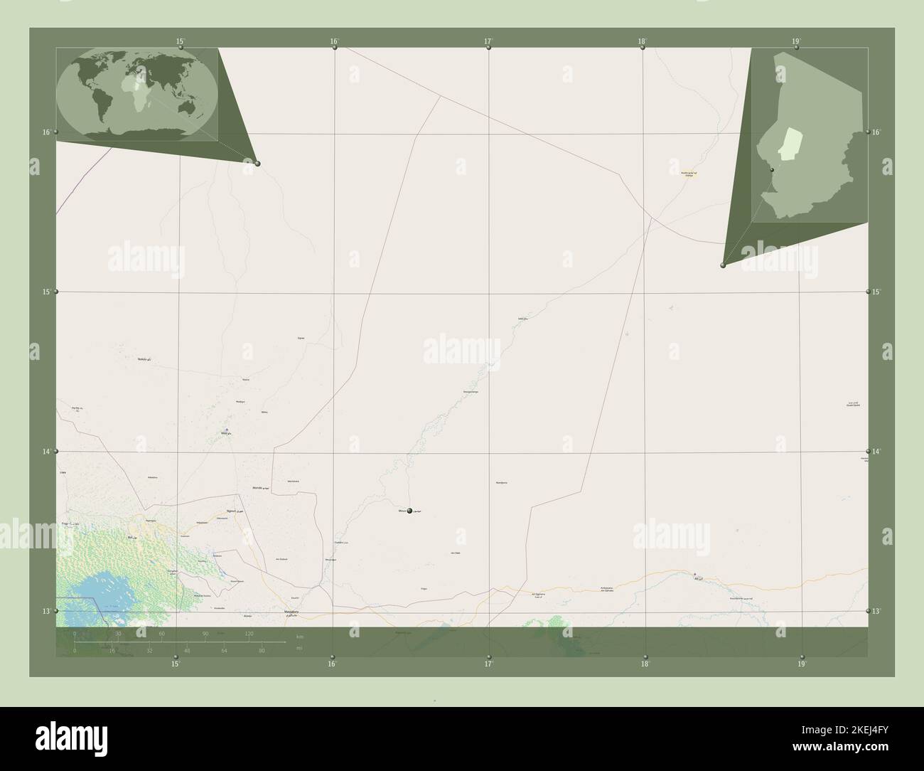 Barh el Ghazel, region of Chad. Open Street Map. Corner auxiliary ...