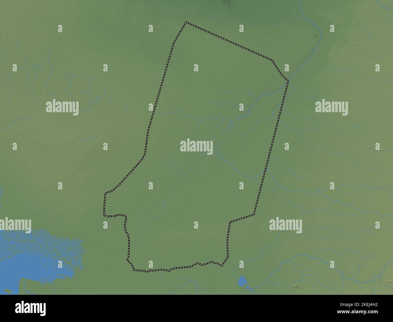 Barh el Ghazel, region of Chad. Colored elevation map with lakes and ...