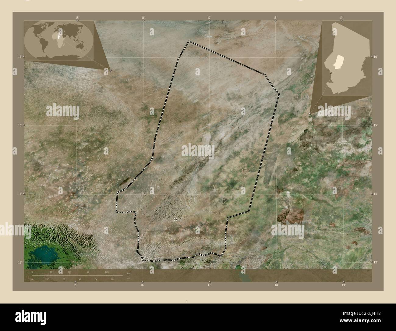 Barh el Ghazel, region of Chad. High resolution satellite map ...