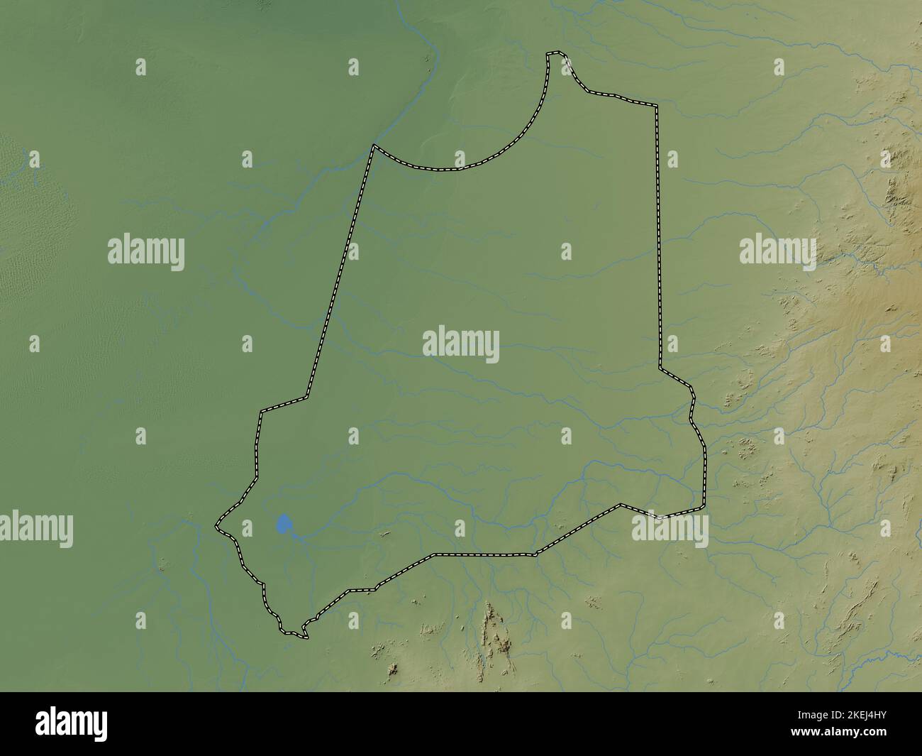 Batha, region of Chad. Colored elevation map with lakes and rivers ...