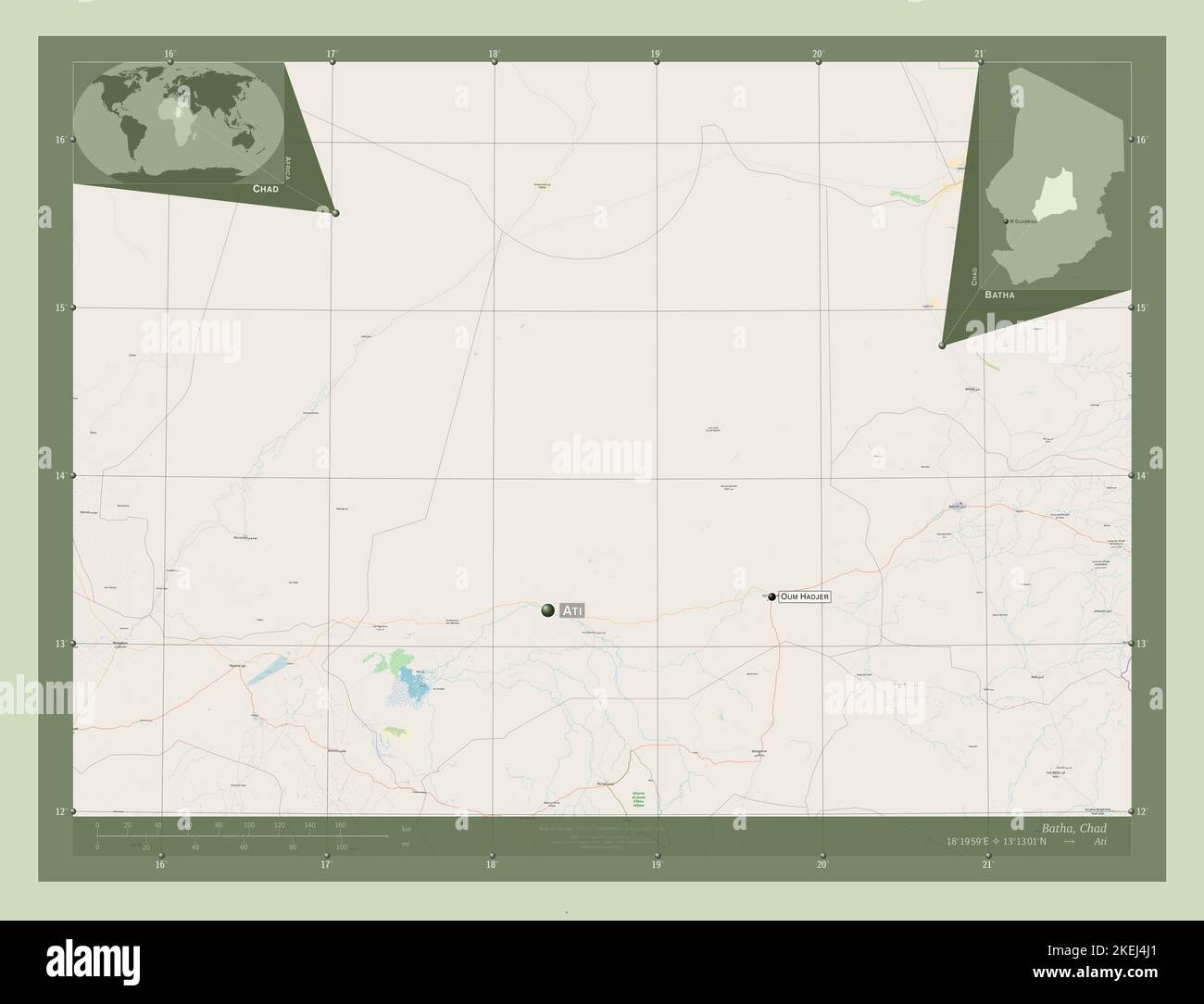 Batha, region of Chad. Open Street Map. Locations and names of major ...